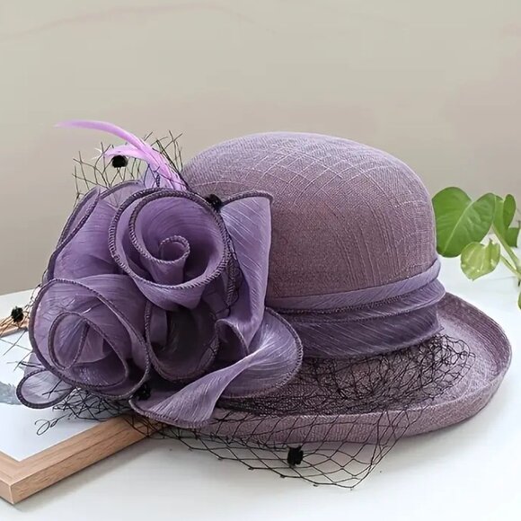 Accessories | Rolled Brim Derby Hat In Violet | Poshmark